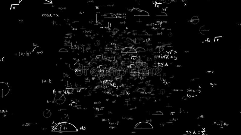 Math and Physics Formulae Pass through the Screen and Fall Away ...