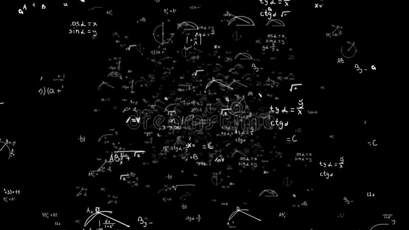 Math and Physics Formulae Pass through the Screen and Fall Away ...
