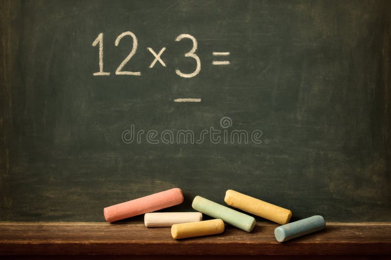 Problem Chalkboard Multiplication Equation Chalk Pieces Stock ...