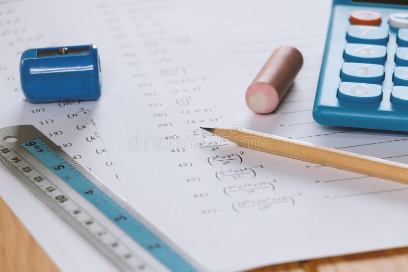 Math Problems on Desk in Class Stock Image - Image of knowledge ...