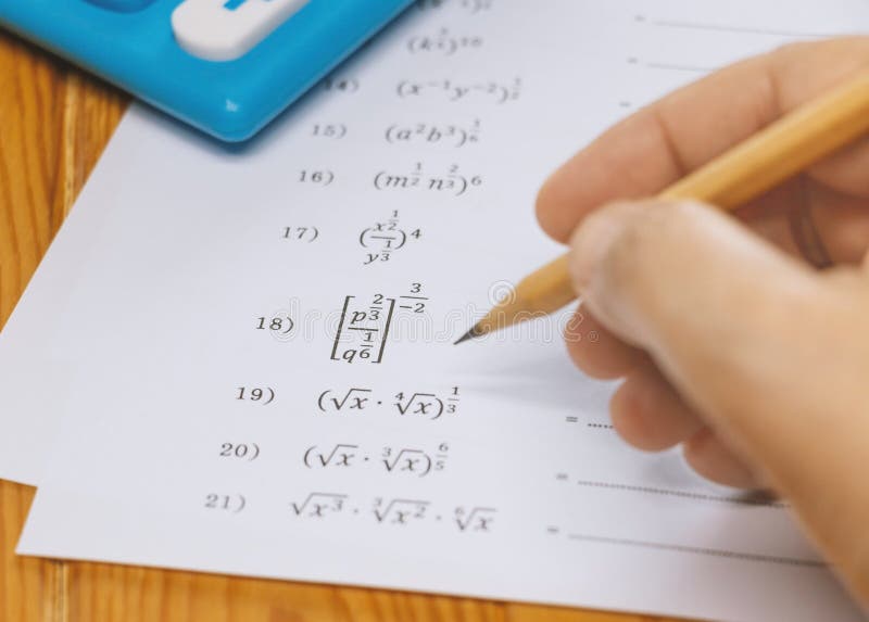 Math Problems on Desk in Class Stock Photo - Image of class ...