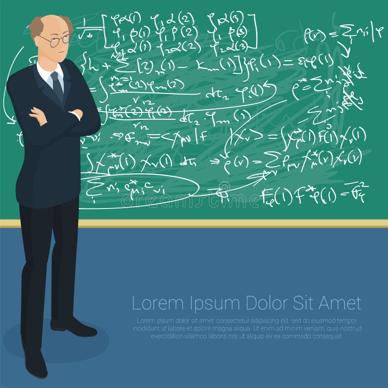 Math Professor at the Blackboard. Stock Vector - Illustration of back ...