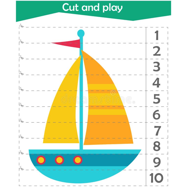 Math Puzzle for Children. we Cut and Play. we Count To 10 Stock Vector ...