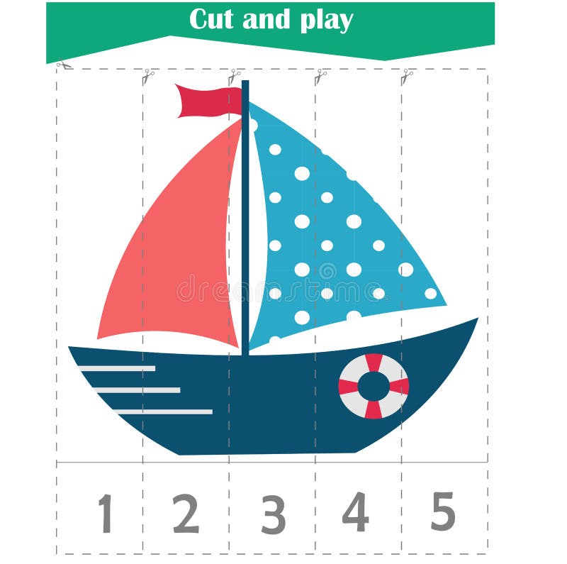 Math Puzzle for Children. we Cut and Play. Counting Up To 5 Stock ...