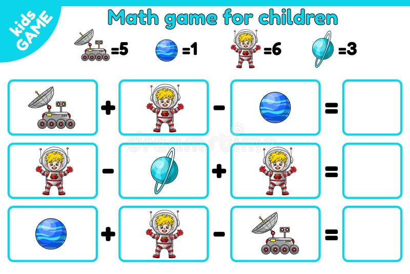 Math Puzzle Game for Kids Cartoon Space Objects Stock Vector ... Math Puzzle Game for Kids Cartoon Space Objects Stock Vector ...