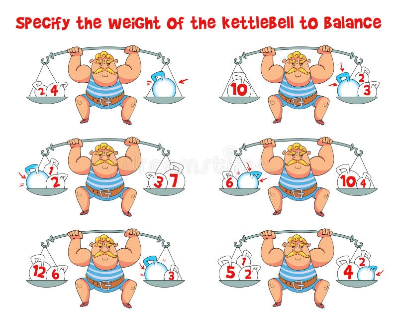 Math Puzzle. Specify the Weight of the Kettlebell To Balance Stock ...