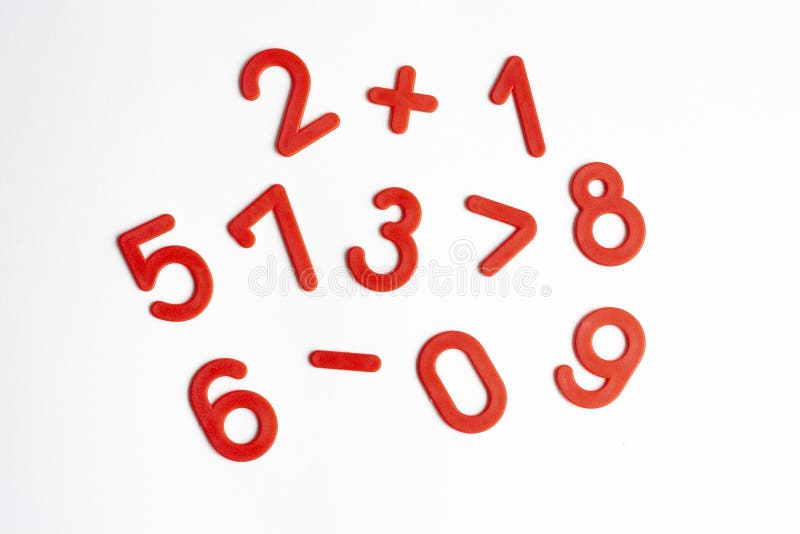 Background Math Calculator and Red Numbers on White Background, Flat ...