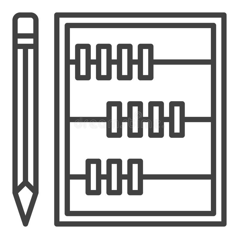 Math School Abacus with Pencil Vector Education Concept Outline Icon ...
