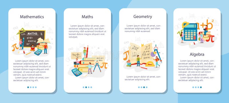 Math School Subject Mobile Application Banner Set. Learning Mathematics ...