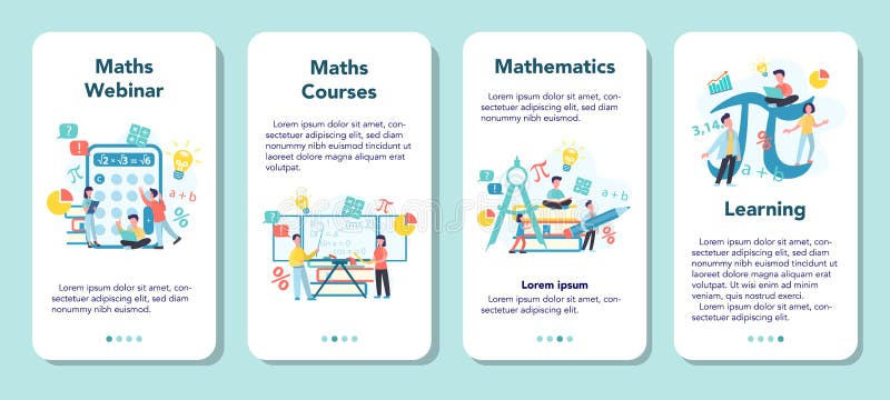 Math School Subject Mobile Application Banner Set. Learning Stock ...