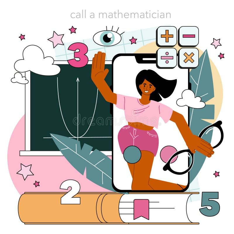 Math School Subject Online Service or Platform. Students Studying Stock ...