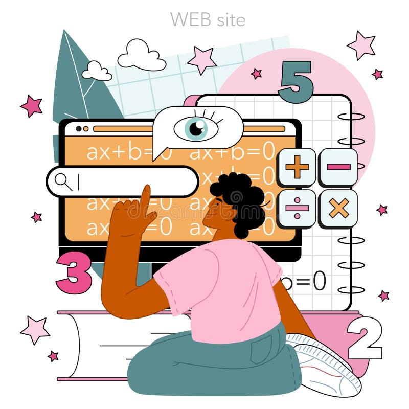 Math School Subject Online Service or Platform. Students Studying Stock ...