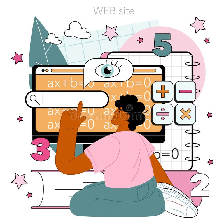 Math School Subject Online Service or Platform. Students Studying Stock ...