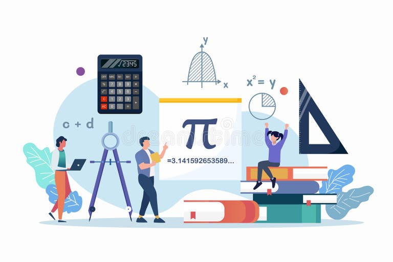 Math School Subject. People Studying Mathematics Stock Vector ...