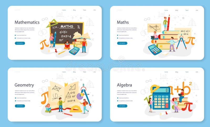 Math School Subject Set. Learning Mathematics, Geometry and Algebra ...