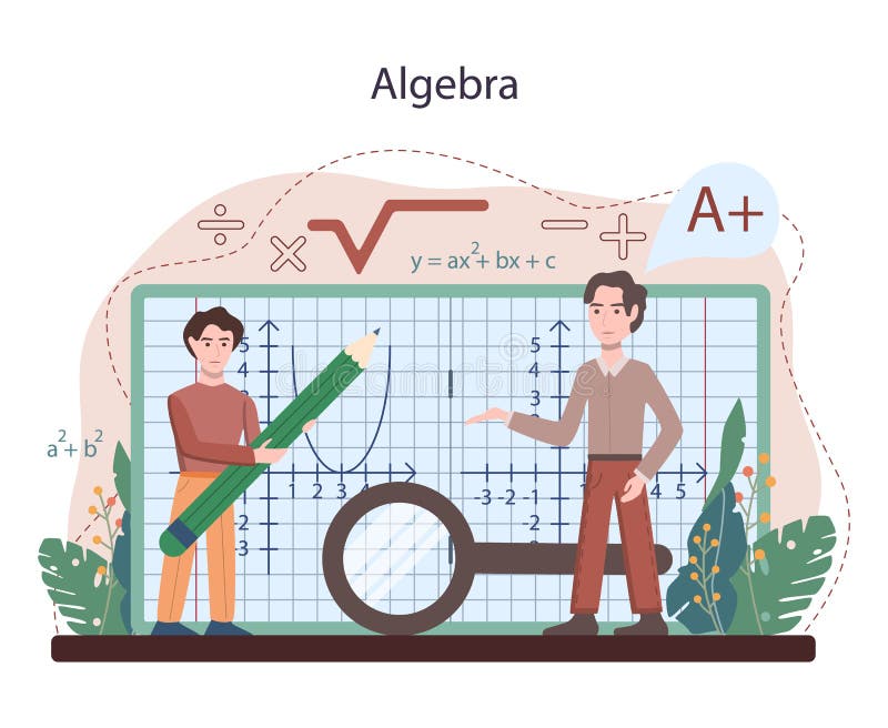 Math School Subject. Students Studying Algebra Stock Vector ...