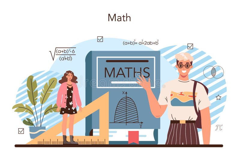 Math School Subject. Students Studying Mathematics and Algebra Stock ...