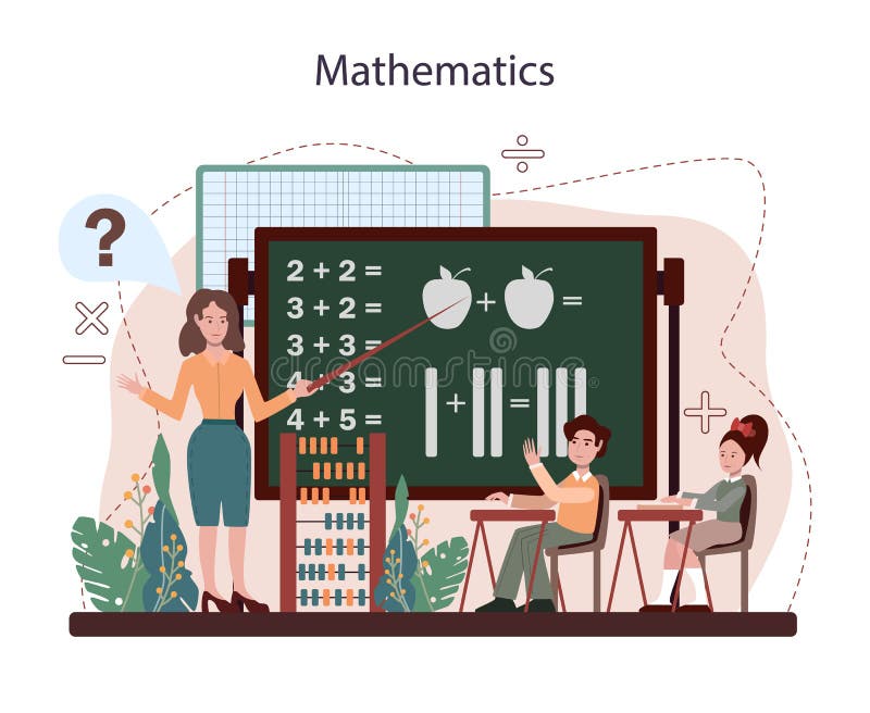 Mathematics Science Landing Page Template. Smiling Girl Student ...