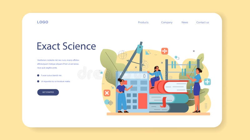 Math School Subject Web Banner or Landing Page. Learning Stock Vector ...