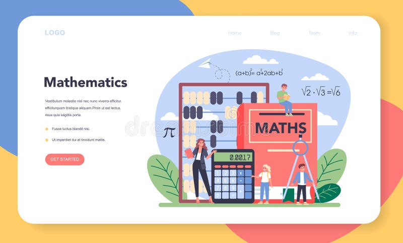 Math School Subject Web Banner or Landing Page. Learning Mathematics ...