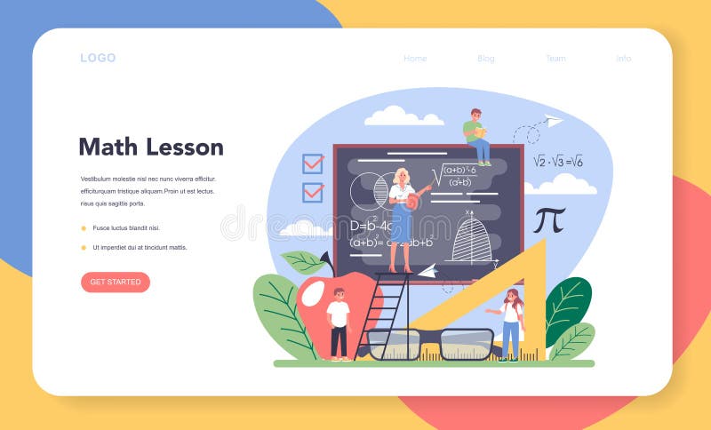Math School Subject Web Banner or Landing Page. Learning Mathematics ...