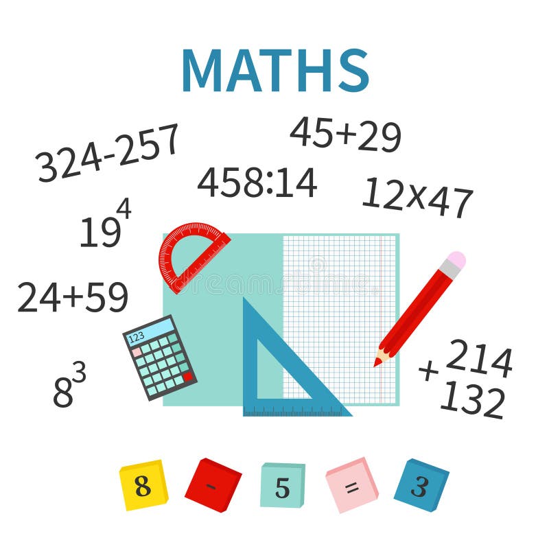 Math Science Education Concept. Poster in Flat Style Design Stock ...