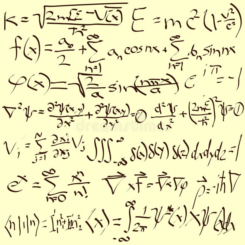 Mathematical Equations stock illustration. Illustration of handwritten ...