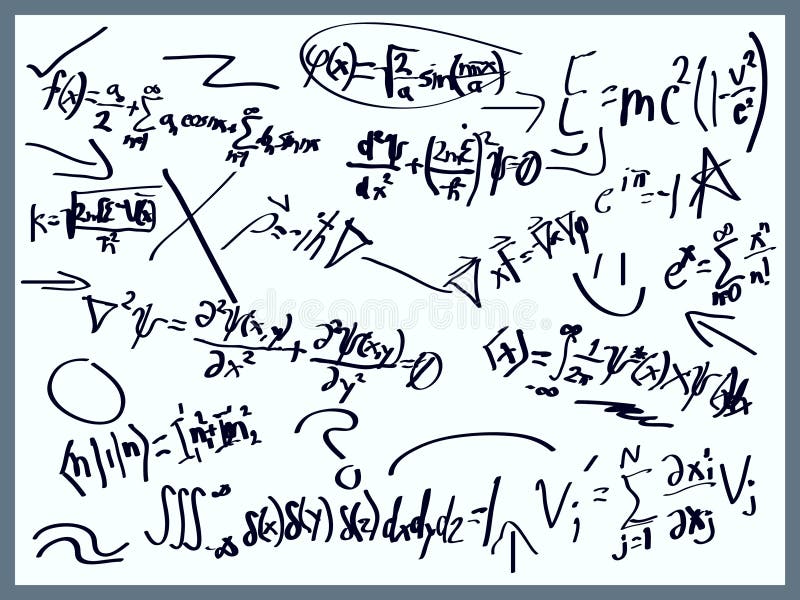 Maths and Trigonometry Hand Drawn Formulas Background Stock Vector ...
