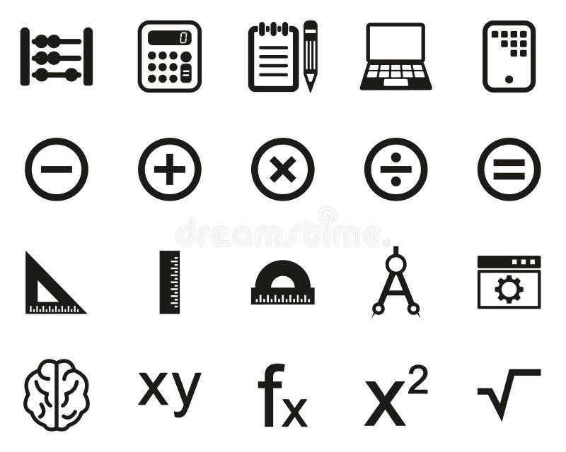 Math or Math Science Icons Black & White Set Big Stock Vector ...