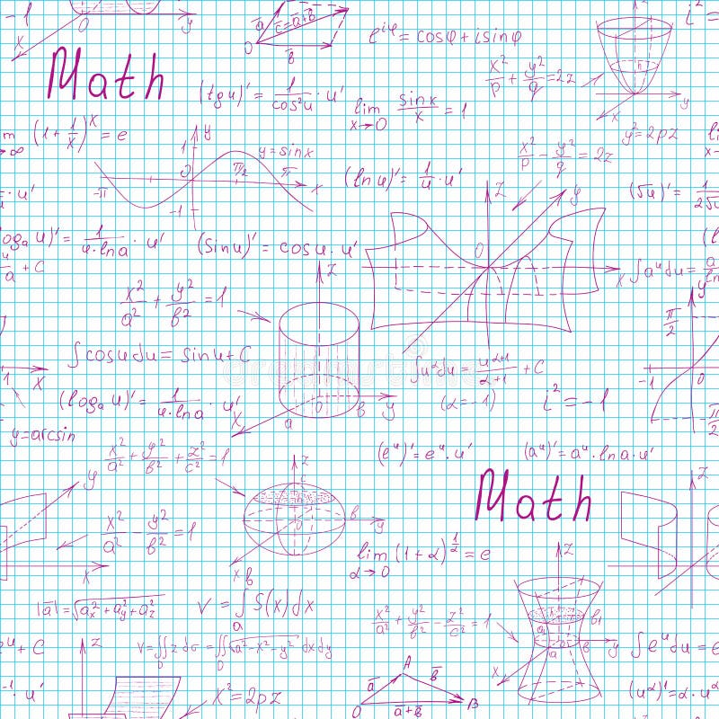 Math Science Vector Seamless Pattern with Handwritten Formulas on the ...