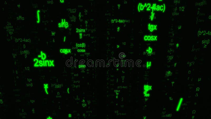 Math Scientific Abstract Green Neon Background 3D Illustration. Stock ...