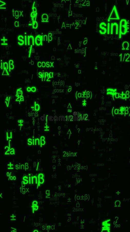 Math Scientific Abstract Green Neon Vertical Background 3D Illustration ...