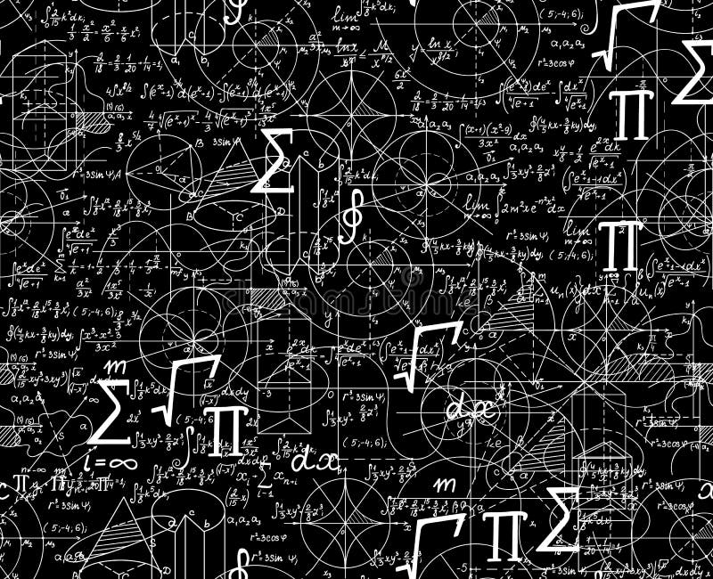 Math Scientific Vector Seamless Pattern With Formulas Figures Plots