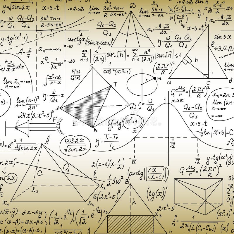 Math Scientific Vector Seamless Pattern With Technical Drawings And