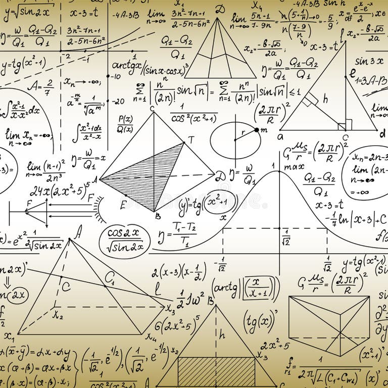 Math Scientific Vector Seamless Pattern with Technical Drawings and ...