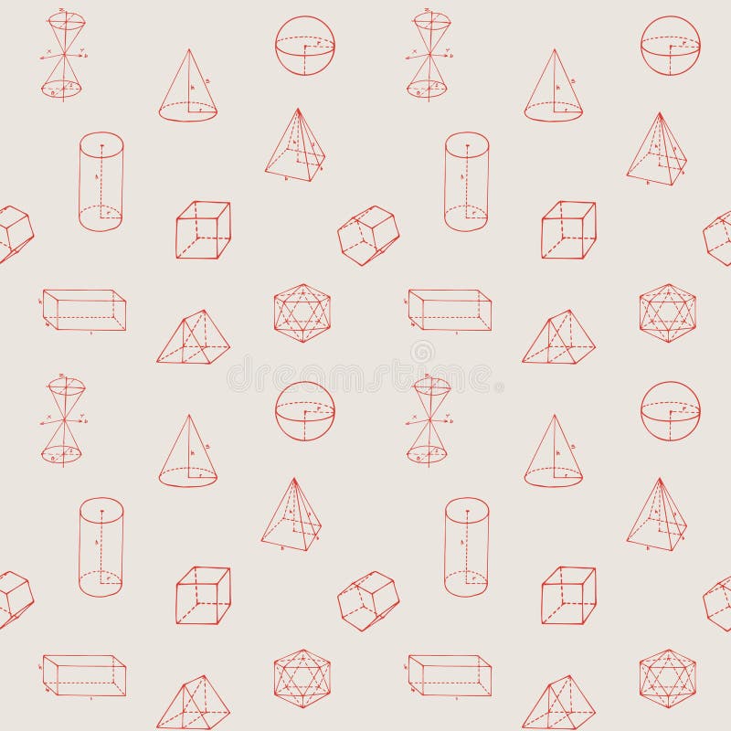 Math Seamless Pattern with Drawn Geometric Figures Stock Vector ...