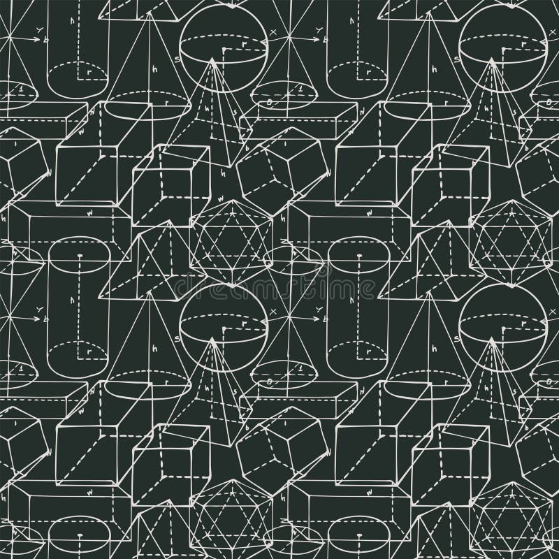 Math Seamless Pattern with Drawn Geometric Figures Stock Vector ...