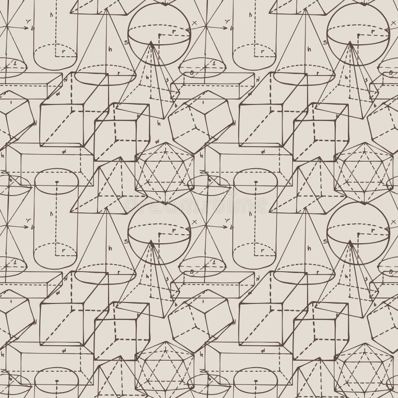 Math Seamless Pattern with Drawn Geometric Figures Stock Illustration ...