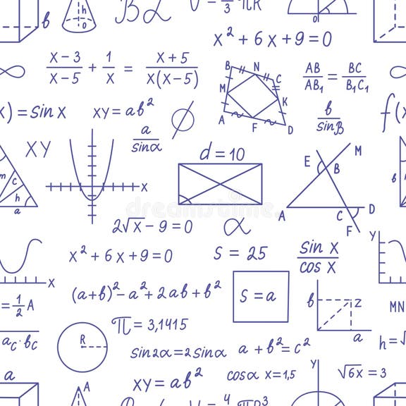 Math Seamless Pattern. Mathematics Solutions, Physics Formulas. Numbers ...