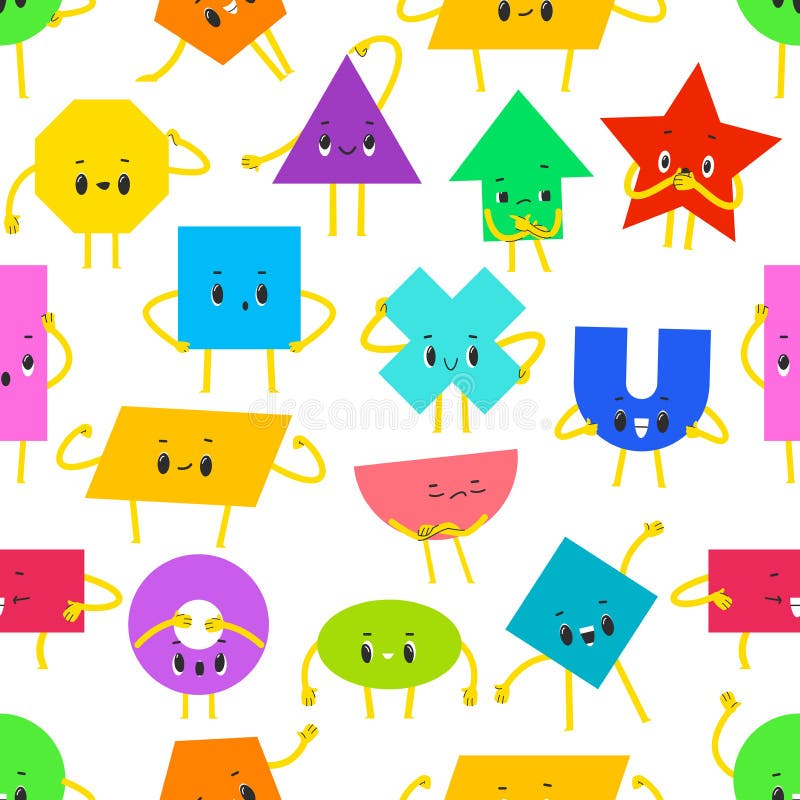 Math Shape Characters, Funny Geometric Figures Stock Vector ...