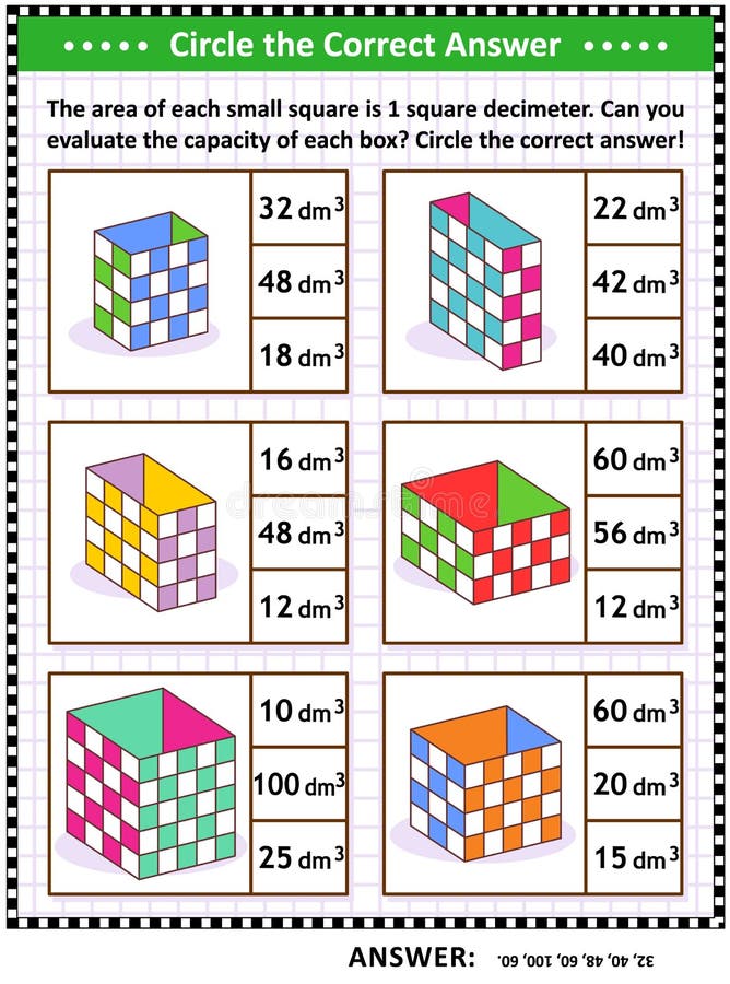 Math Skills Training Puzzle or Worksheet with Visual Fractions Stock ...