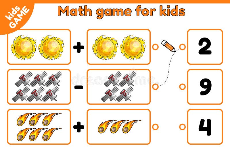 Math Space Game Count Objects and Choose Number Stock Vector ...