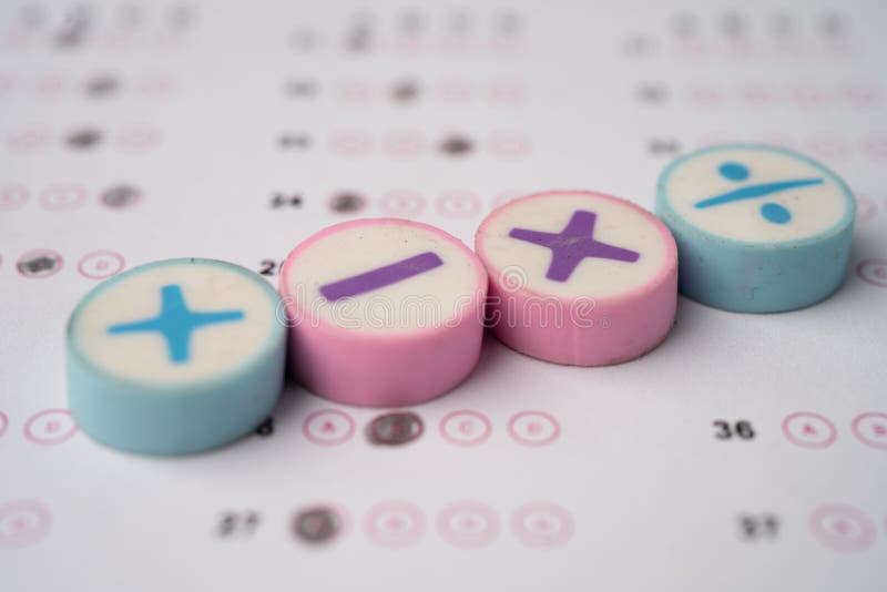 Math Symbol and Pencil on Answer Sheet Background; Education Study ...