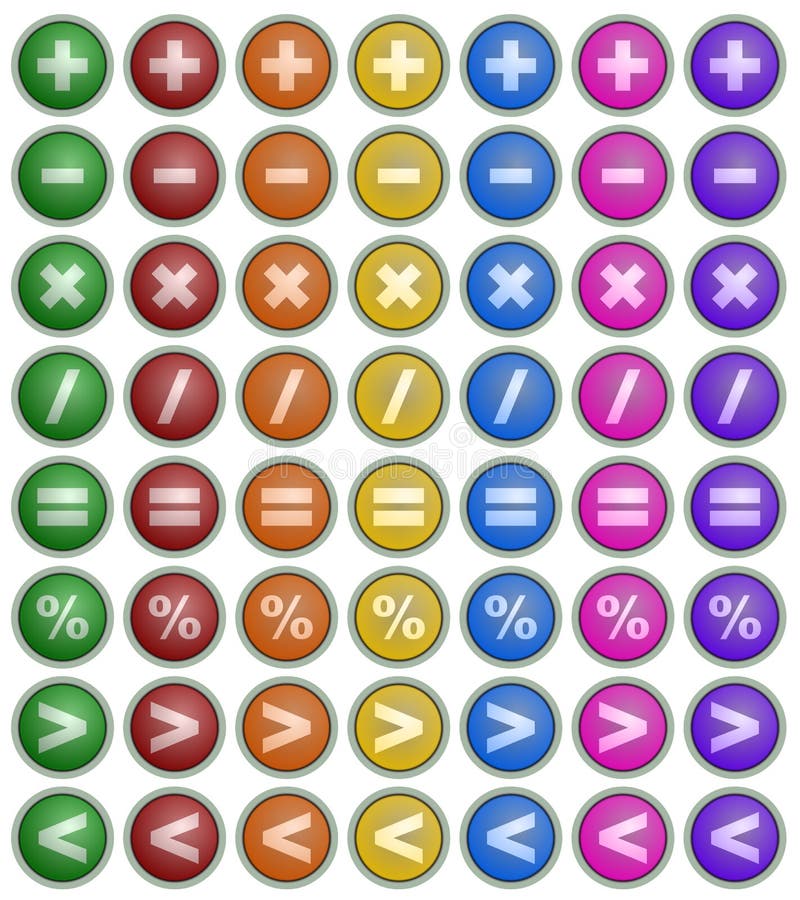 Math symbol buttons stock illustration. Illustration of addition - 22108116