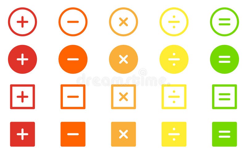 Math Symbol Plus Minus Equal Icon Multiply Division Addition ...