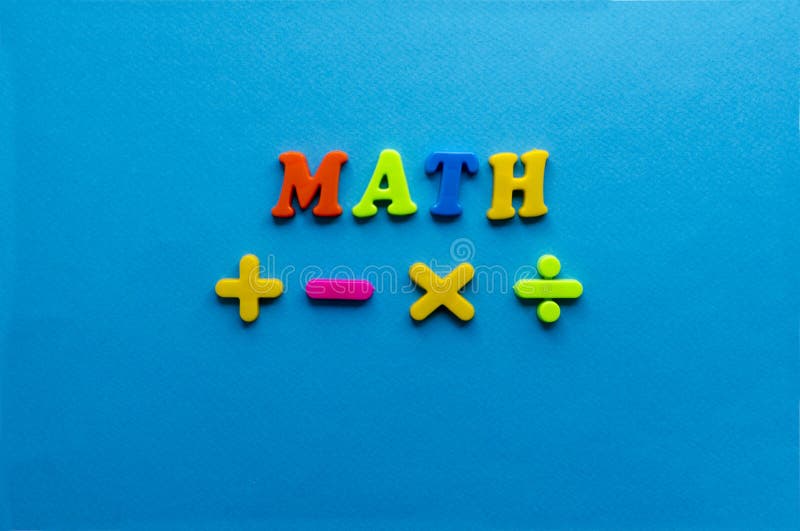 Math Symbols on Blue Background Stock Image - Image of play, magnet ...