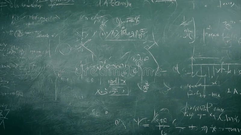 Math Symbols or Physical Calculations Handwritten on a Blackboard ...