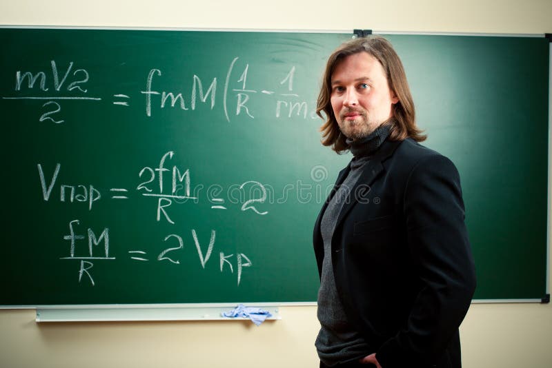 Math Teacher Against the Blackboard Stock Photo - Image of caucasian ...