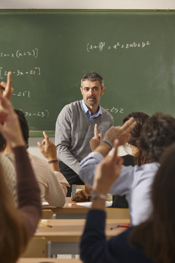 Math Teacher Giving Lessons. Classroom with Students. Elementary ...