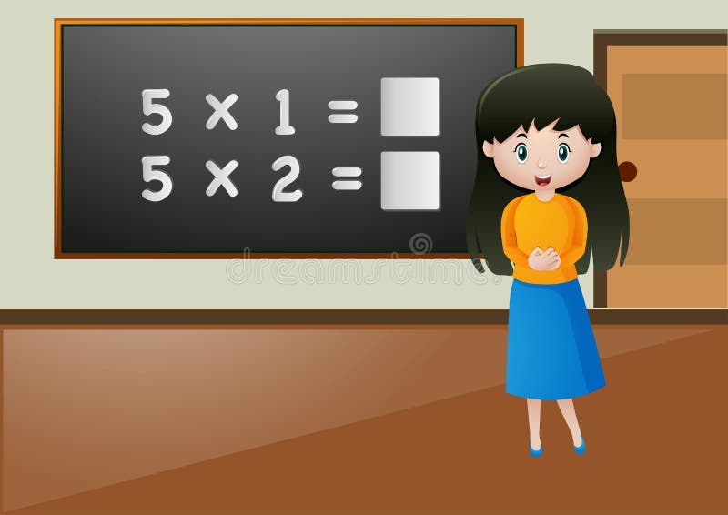 Math Teacher and Math Questions on Board Stock Vector - Illustration of ...